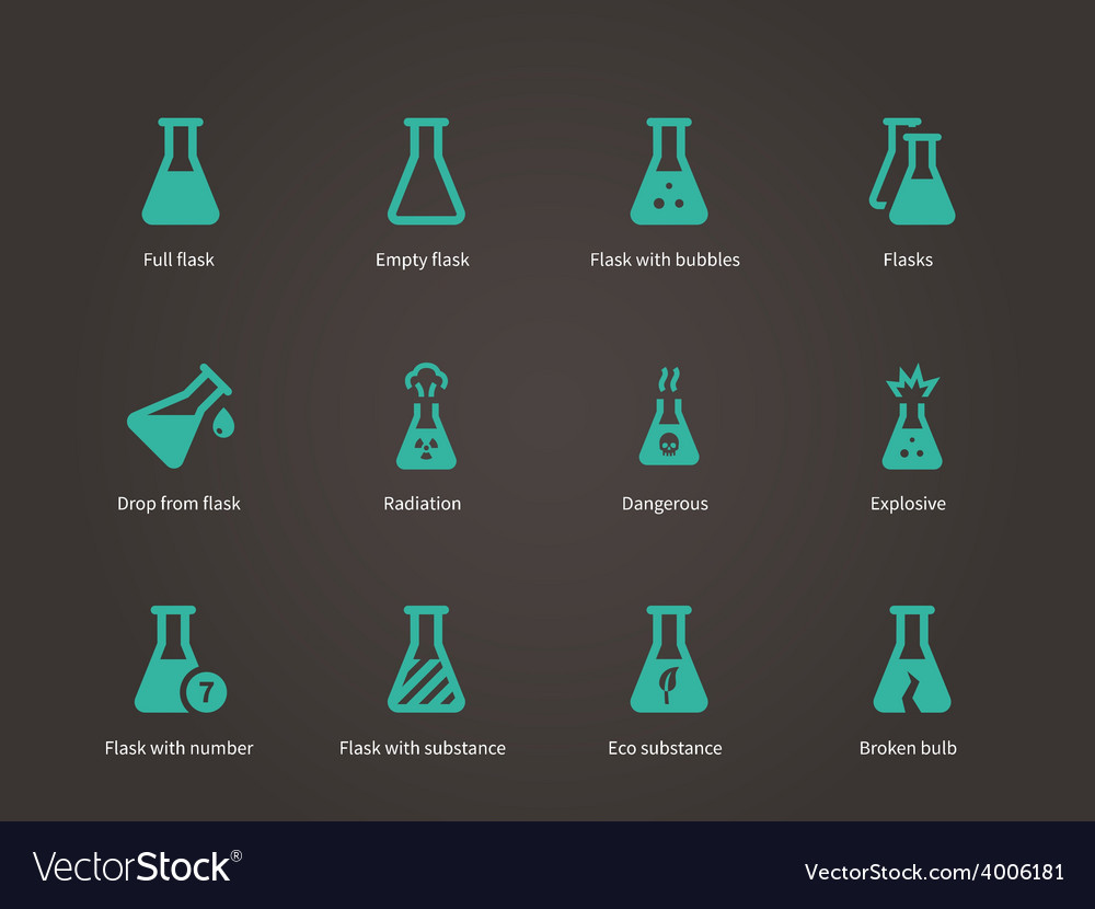 Laboratory glass and flask icons set Royalty Free Vector