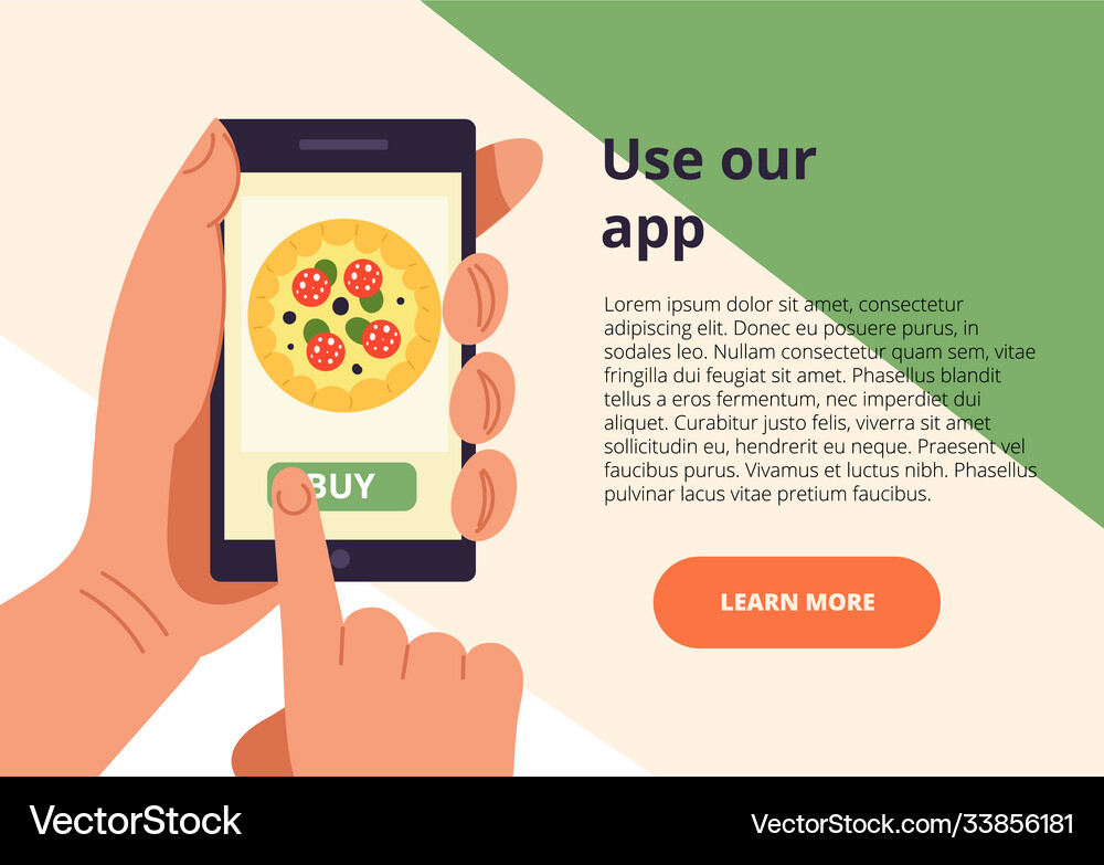Online purchasing app marketing - use our app Vector Image
