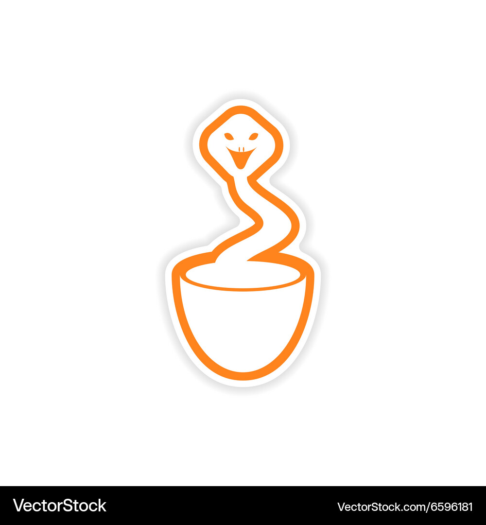 Paper sticker indian cobra on white background Vector Image