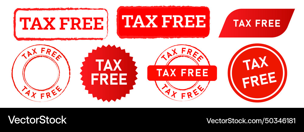 Tax free rectangle and circle stamp label sticker Vector Image