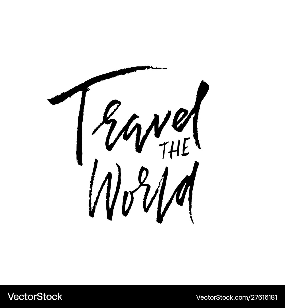 Travel world ink handwritten Royalty Free Vector Image