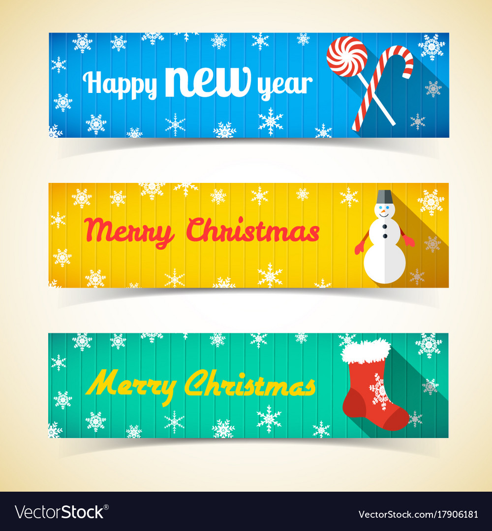 Winter holidays horizontal banners Royalty Free Vector Image