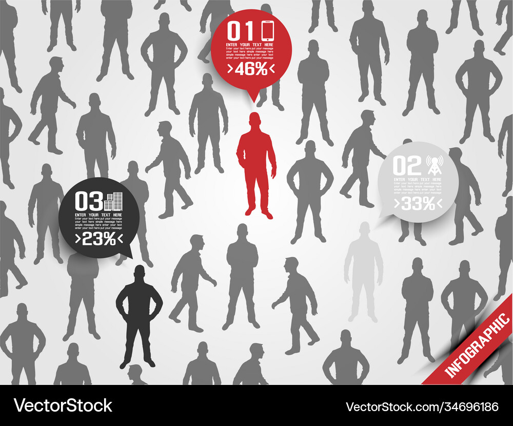 Business man infographic option three- 5 red Vector Image