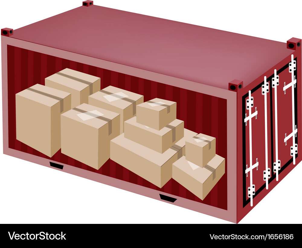 Cardboard boxes in cargo container Royalty Free Vector Image