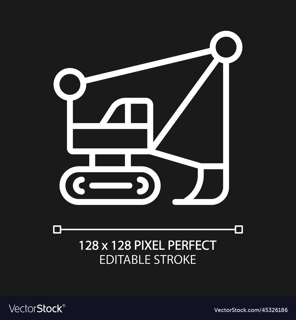 Dragline excavator pixel perfect white linear Vector Image Dragline excavator pixel perfect white linear Vector Image