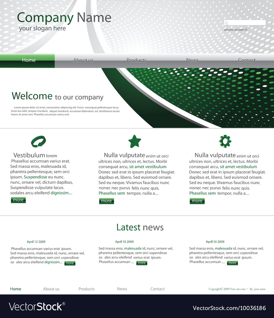 Editable website template Royalty Free Vector Image