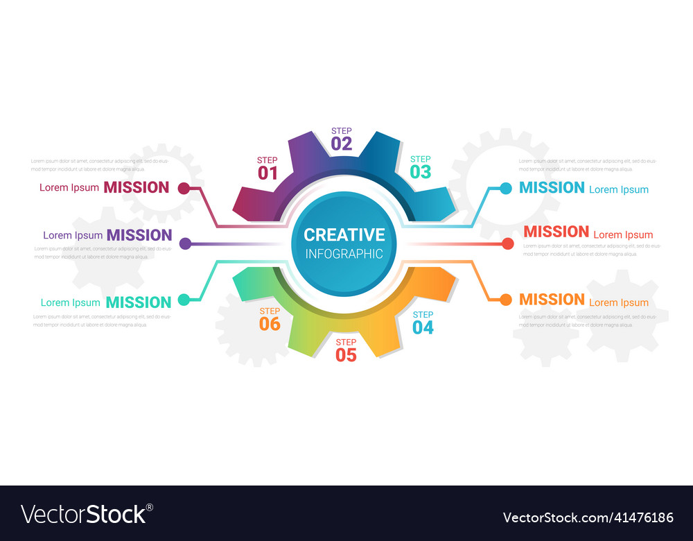 Gear infographics for presentation 6 steps Vector Image