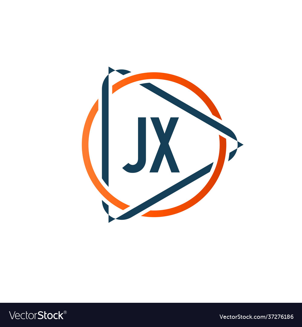 Initial letter jx circle triangle logo design Vector Image