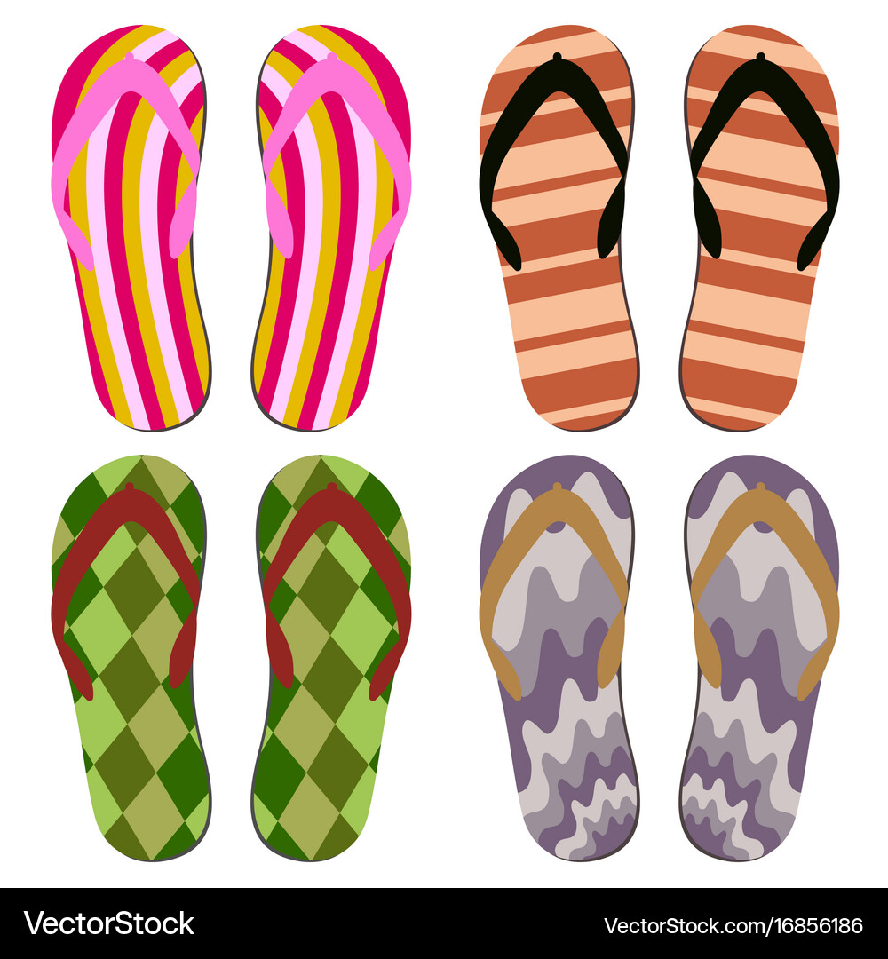 Set of beach slippers Royalty Free Vector Image
