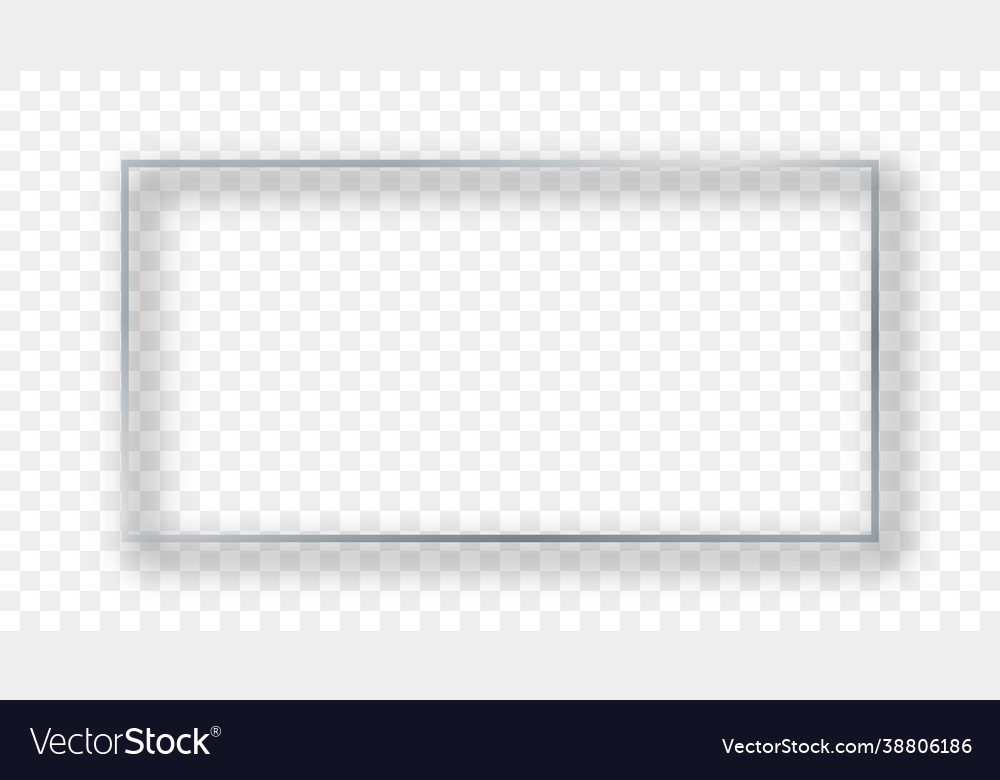Silver glowing rectangular shape frame with shadow