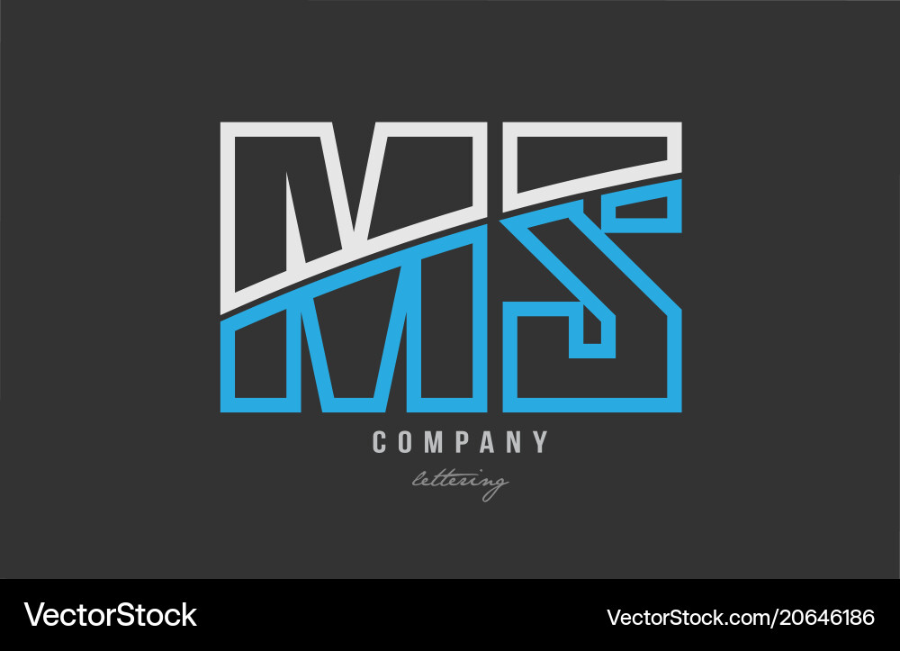 White blue alphabet letter ms m s logo icon design