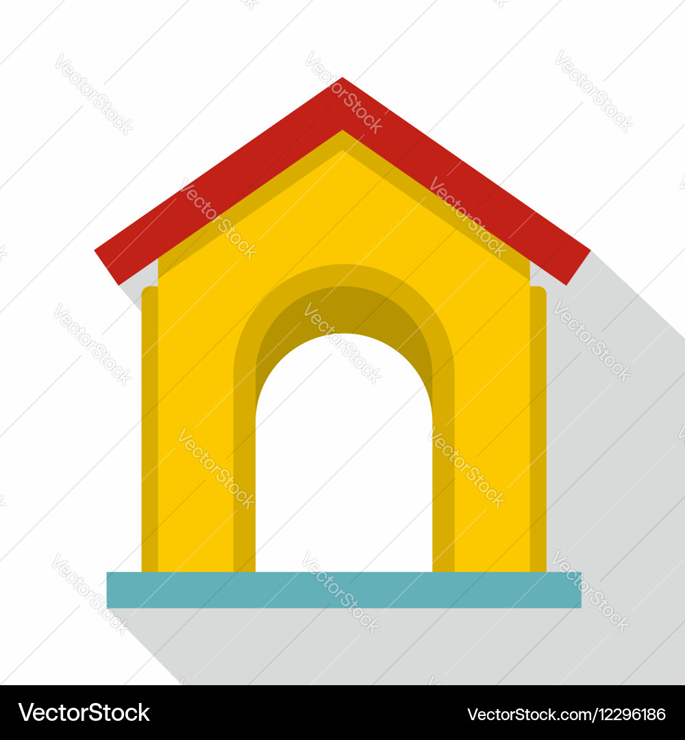 Yellow toy house icon flat style Royalty Free Vector Image