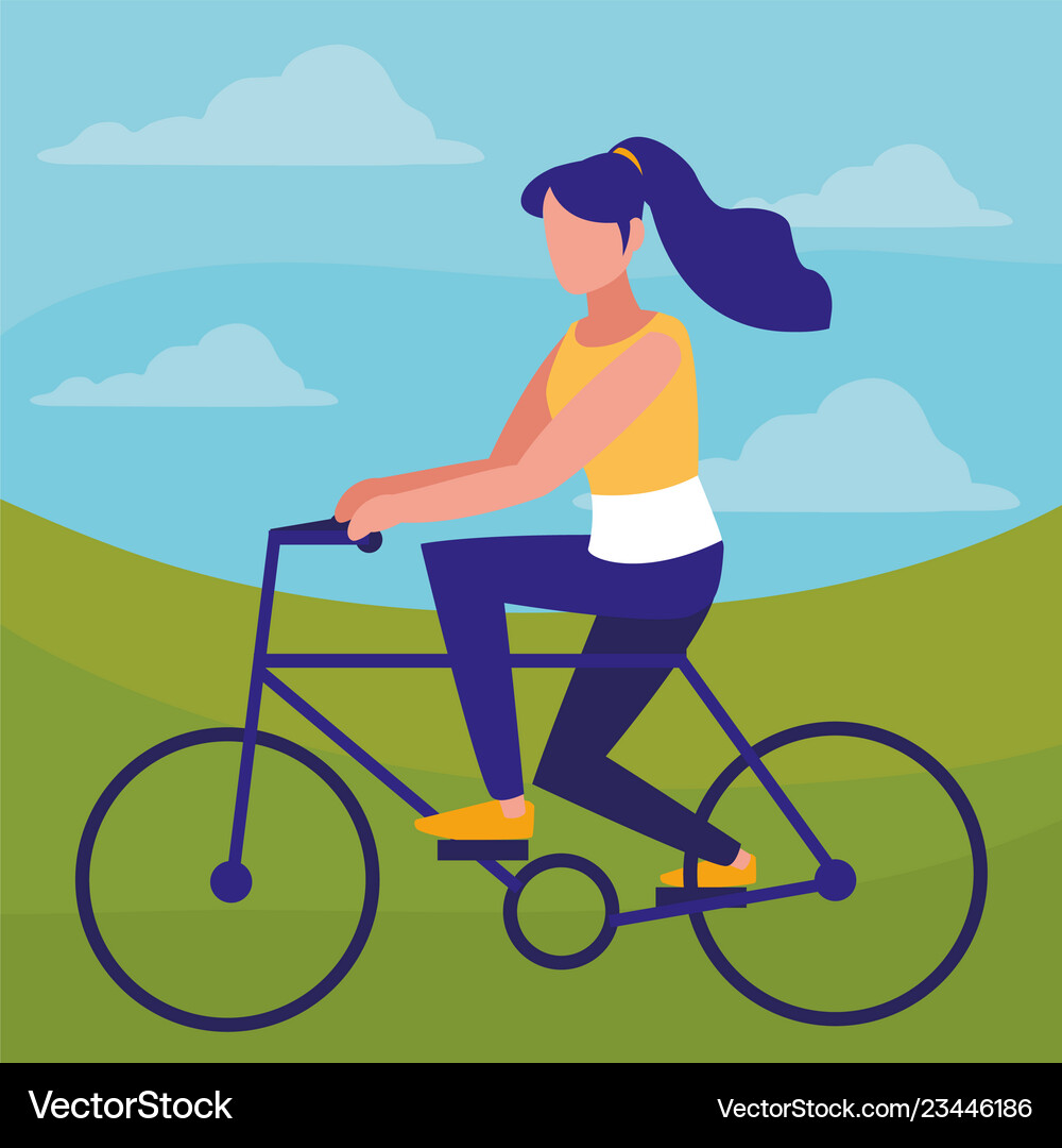 Young woman in bicycle Royalty Free Vector Image