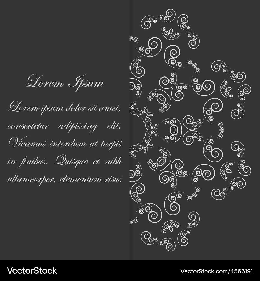 Black and white card design with ornate flower Vector Image