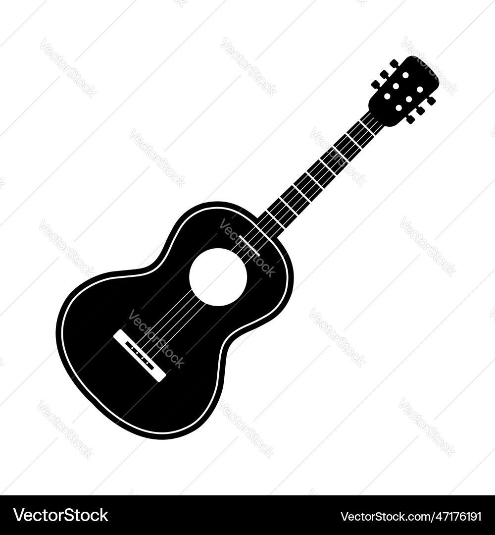 Black guitar strings music equipment isolated vect