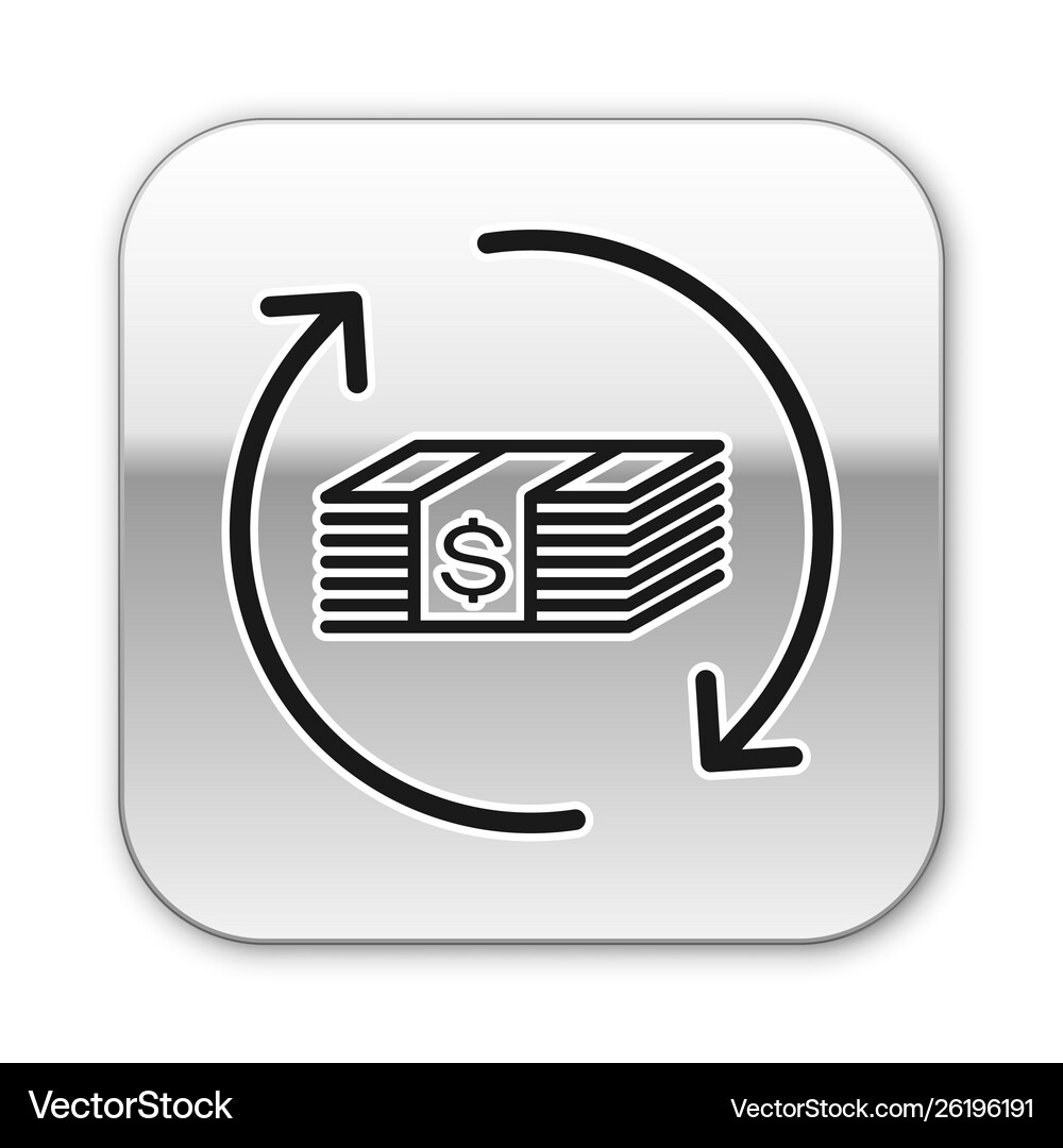 Black refund money icon isolated on white Vector Image