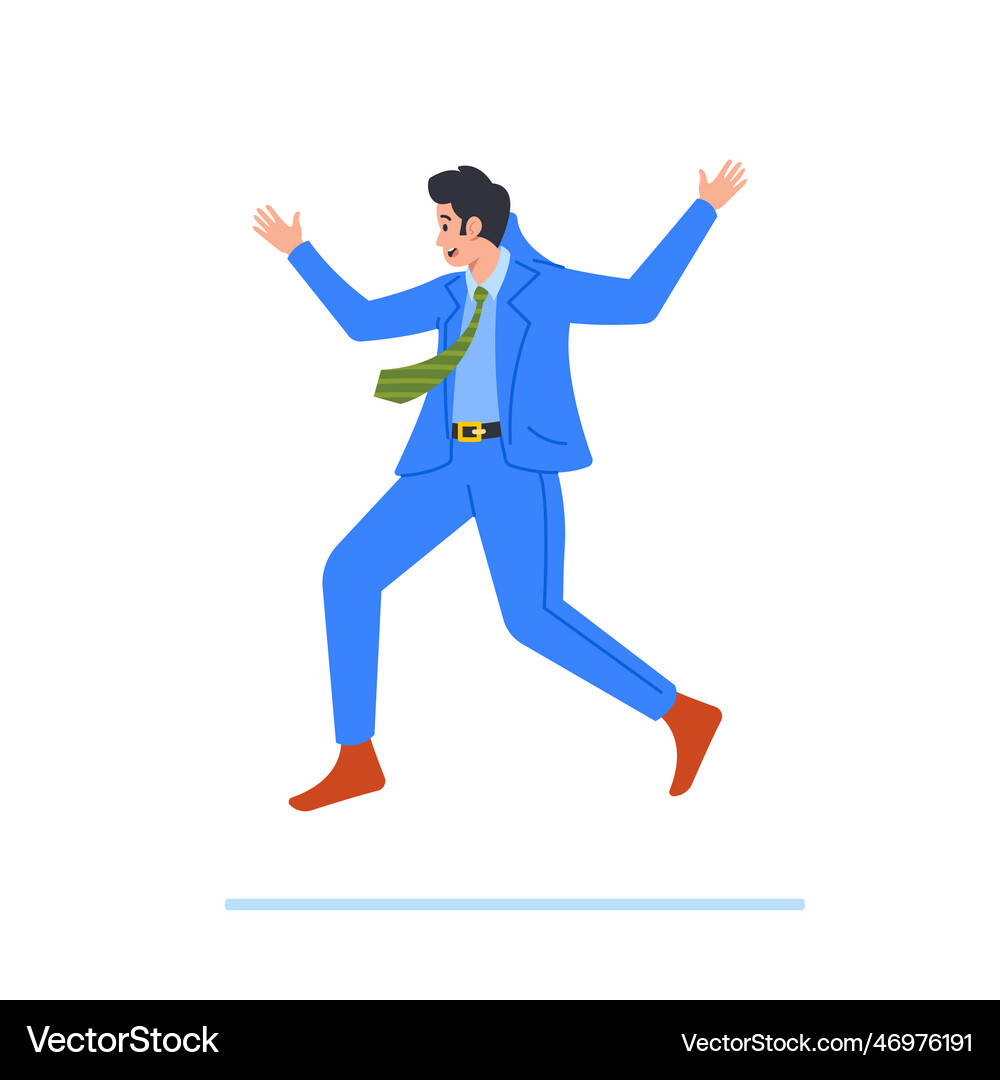 Business man character in kicked-out pose Vector Image