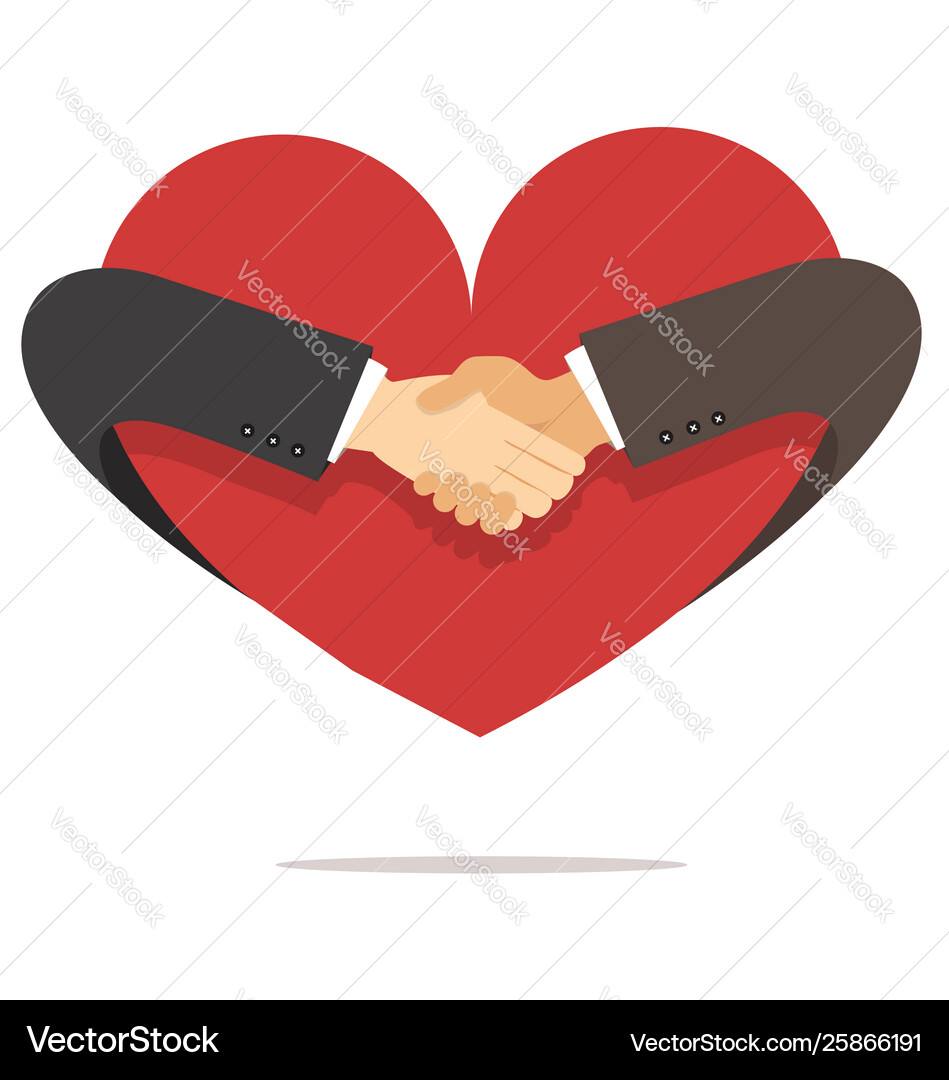 Businessman hand shaking with heart Royalty Free Vector