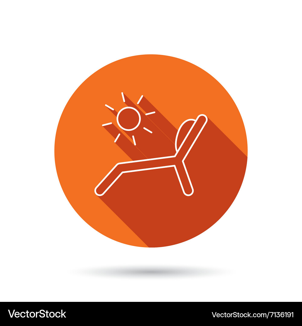 Deck chair icon Beach chaise longue sign Vector Image