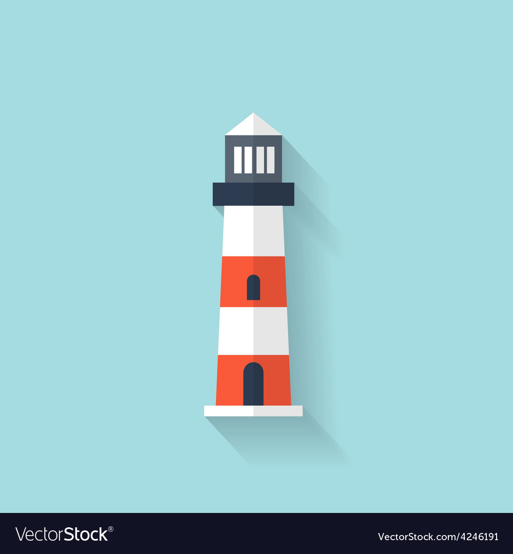 Flat lighthouse web icon Royalty Free Vector Image