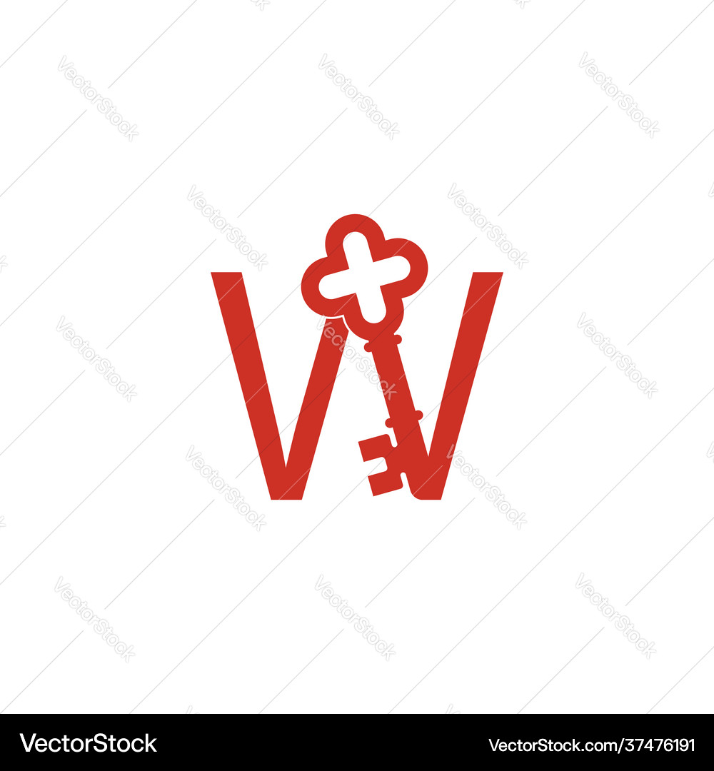 Letter w logo icon with key design symbol Vector Image