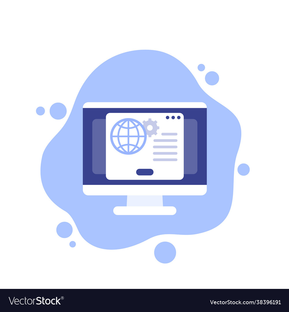 Network settings icon with computer Royalty Free Vector
