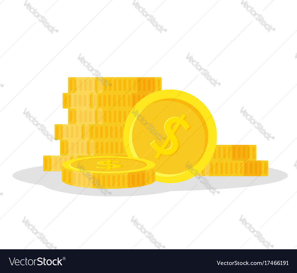 Set coins stack icon flat Royalty Free Vector Image
