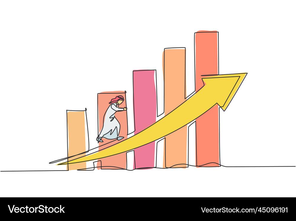 Single one line drawing of young arabic Royalty Free Vector