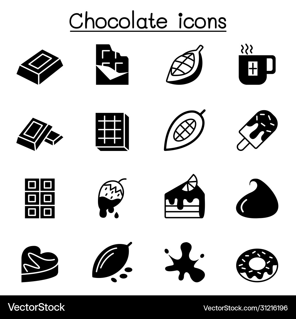 Cacao chocolate cocoa icon set graphic design Vector Image
