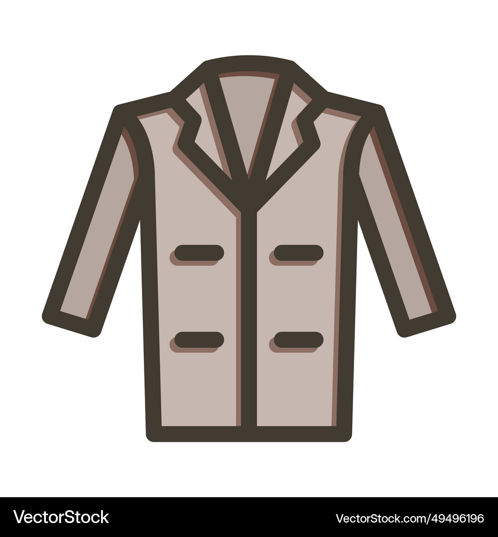 Coat thick line filled colors icon for personal Vector Image