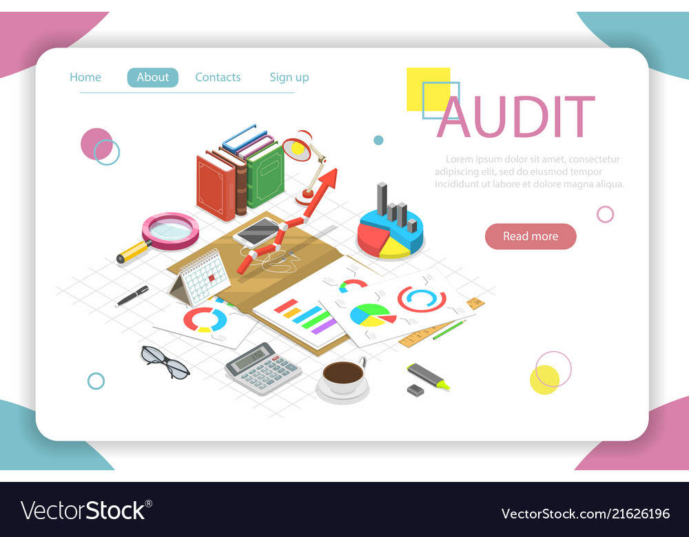 Financial audit flat isometric concept Royalty Free Vector Financial audit flat isometric concept Royalty Free Vector