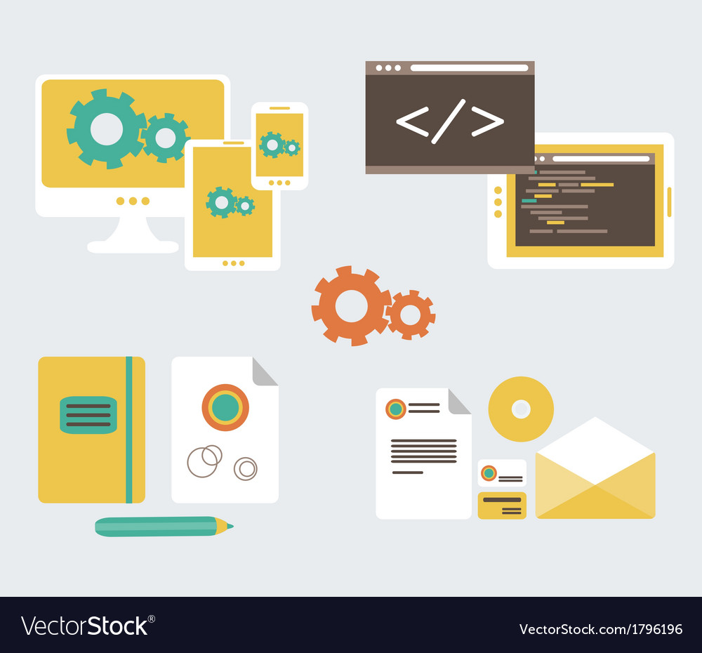 Flat design of business branding and development w