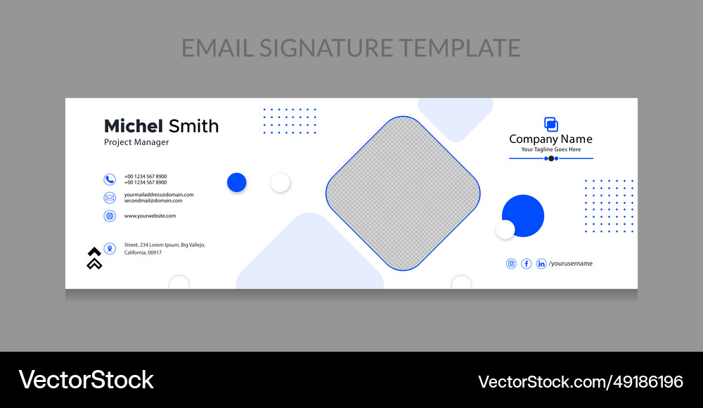 Modern and minimalist email signature Royalty Free Vector