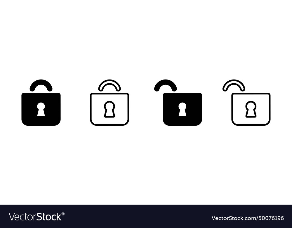 Open closed lock padlock icon lock unlock Vector Image Open closed lock padlock icon lock unlock Vector Image