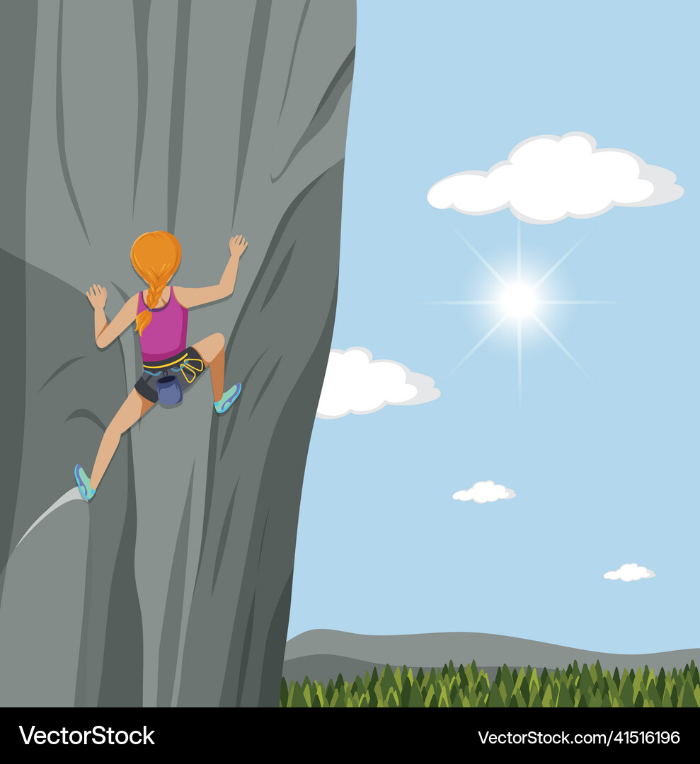 People doing outdoor rock climbing with beautiful Vector Image