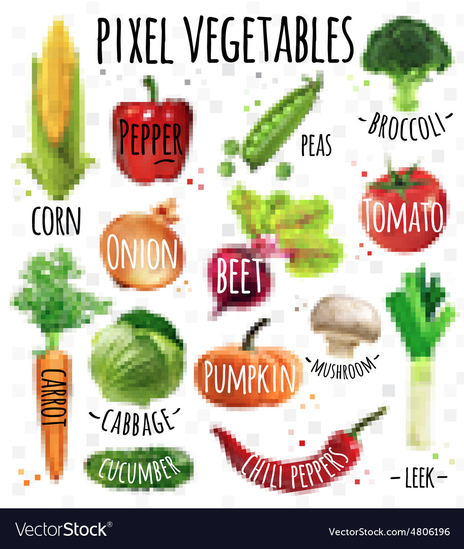 Pixel vegetables Royalty Free Vector Image - VectorStock