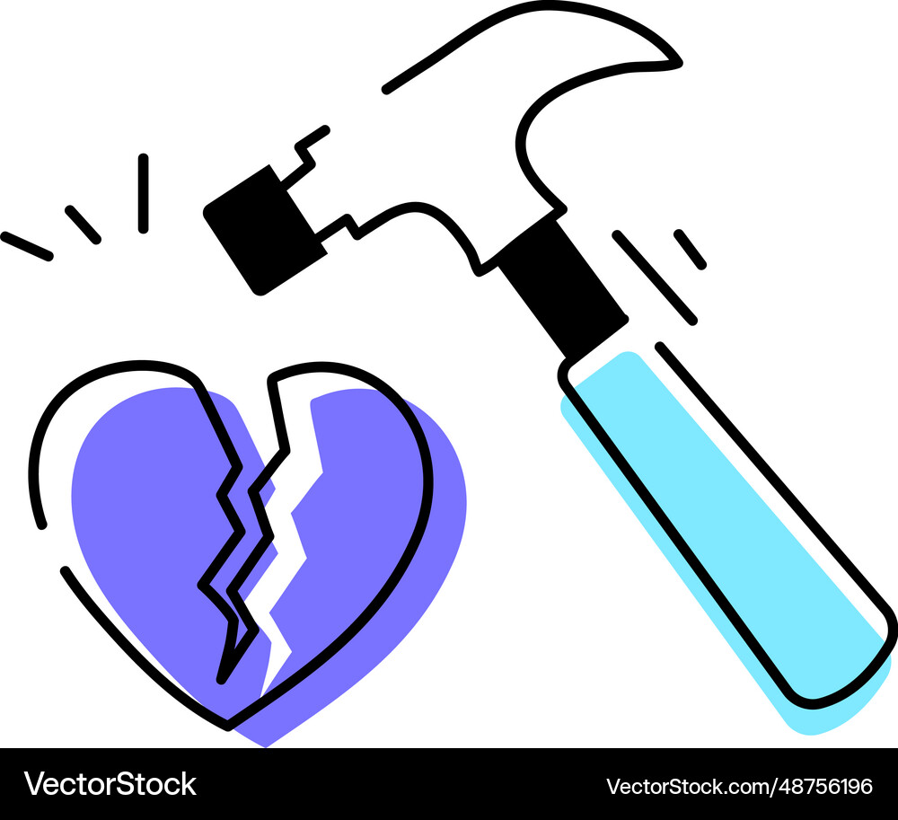 Premium doodle icon of a broken heart Royalty Free Vector