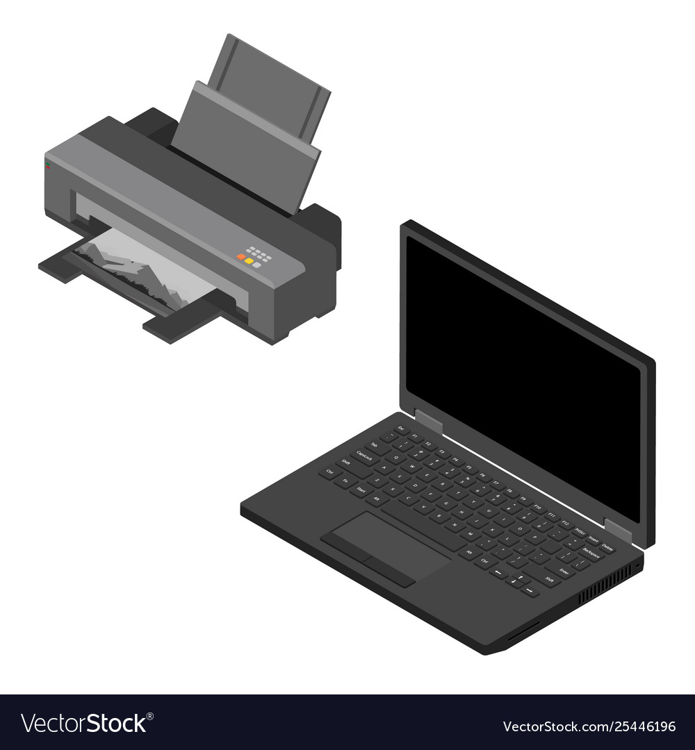 Realistic isometric printer Royalty Free Vector Image