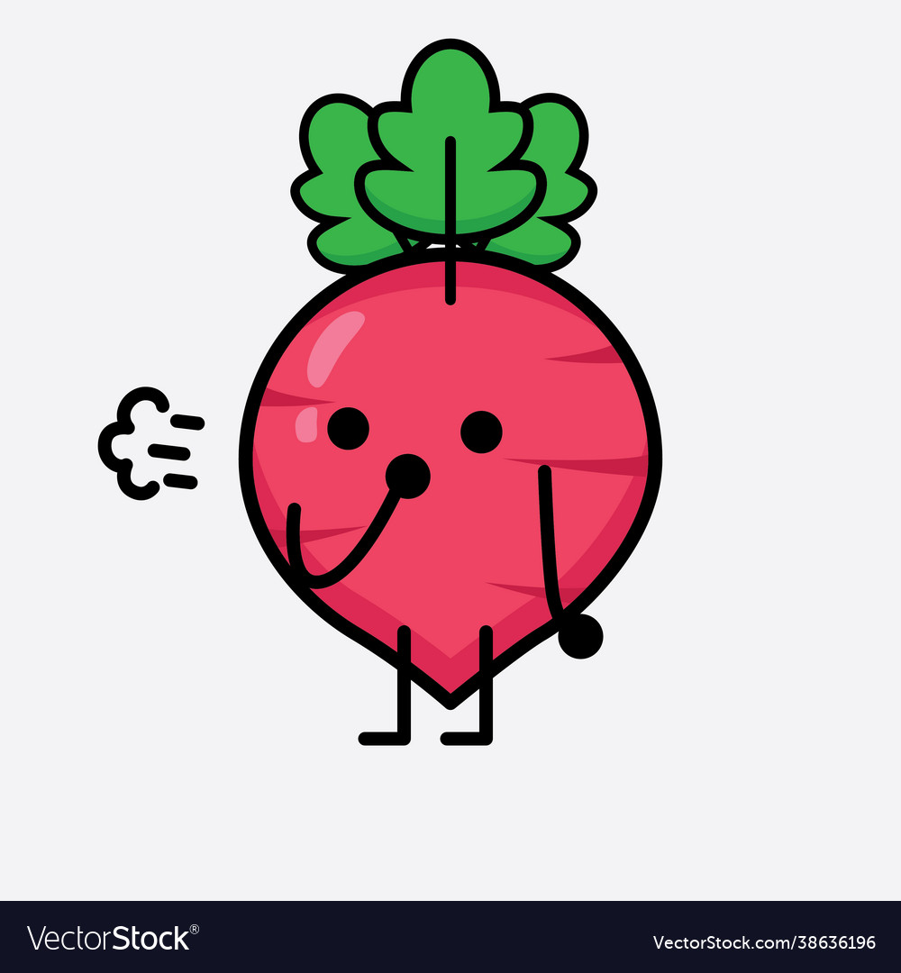 Red radish character with cute face and simple Vector Image