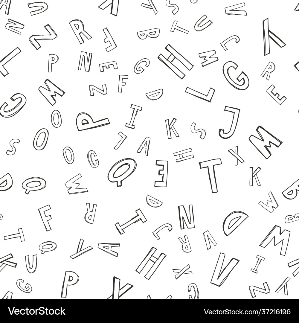 Seamless grunge background - alphabet font funny Vector Image