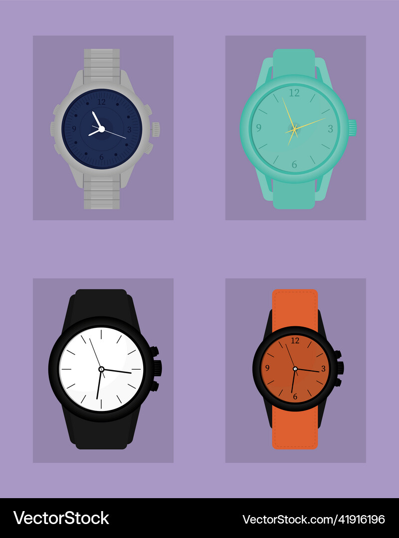 Set of watches Royalty Free Vector Image - VectorStock