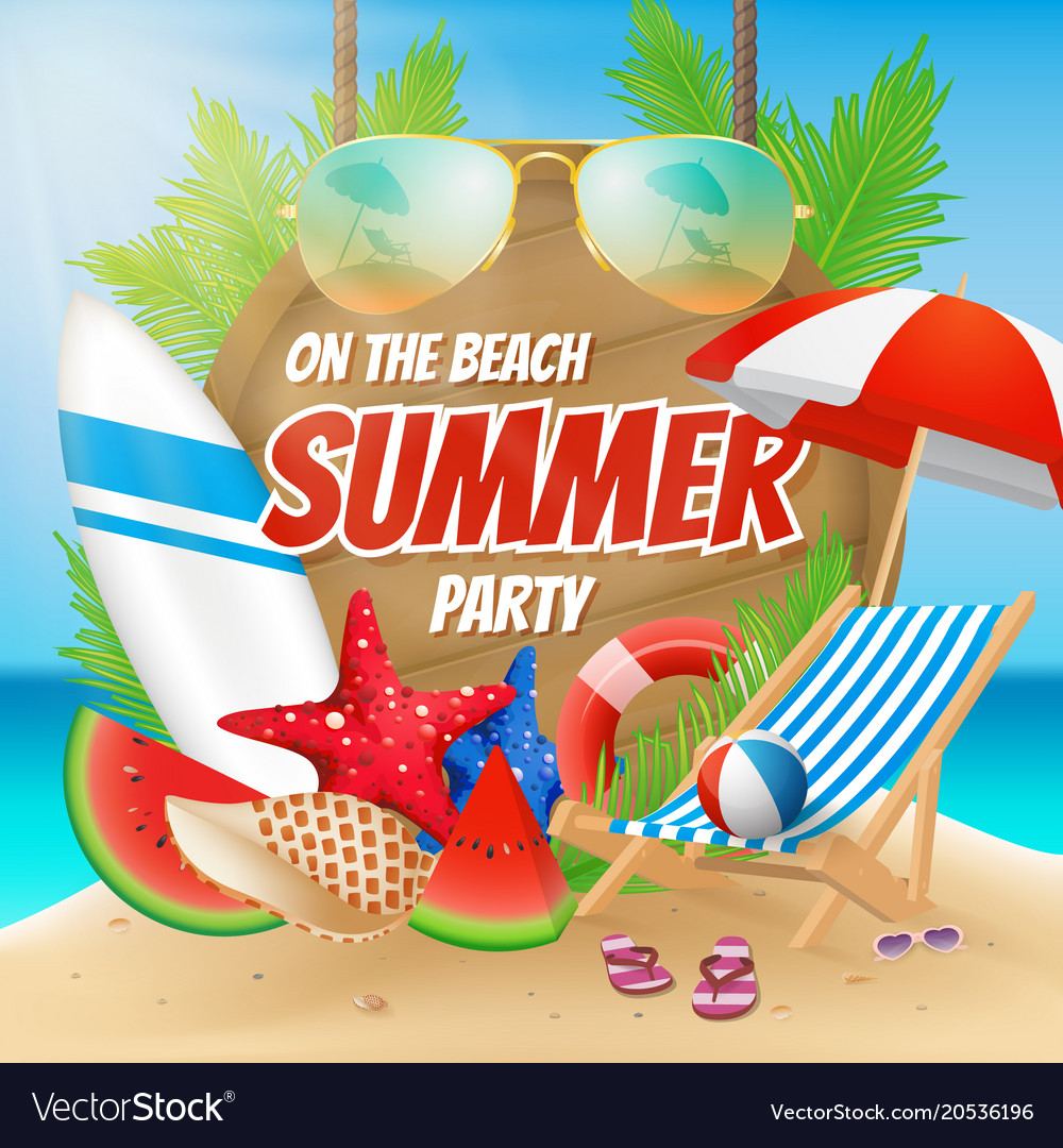 Summer Party On Beach Poster Design Royalty Free Vector