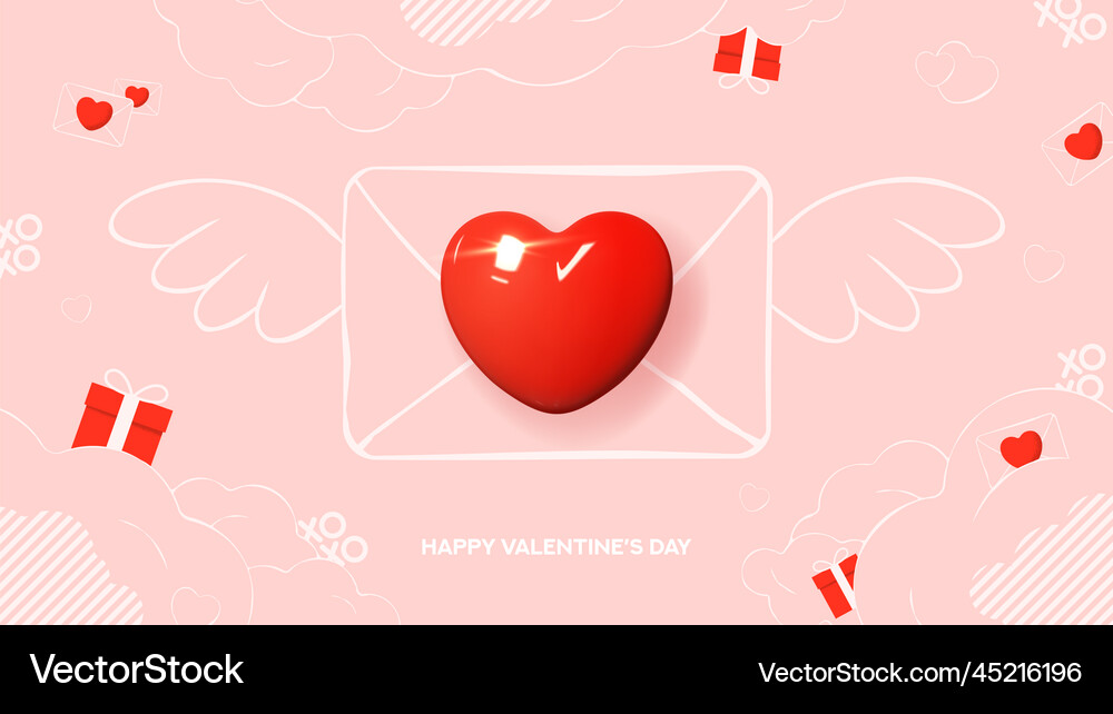 Valentine s day holiday background template Vector Image