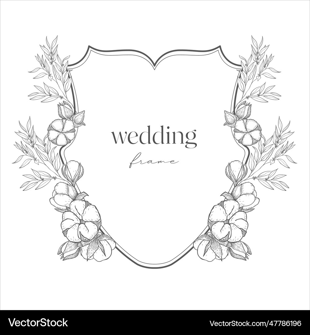 Wedding crest with flowers on the white background