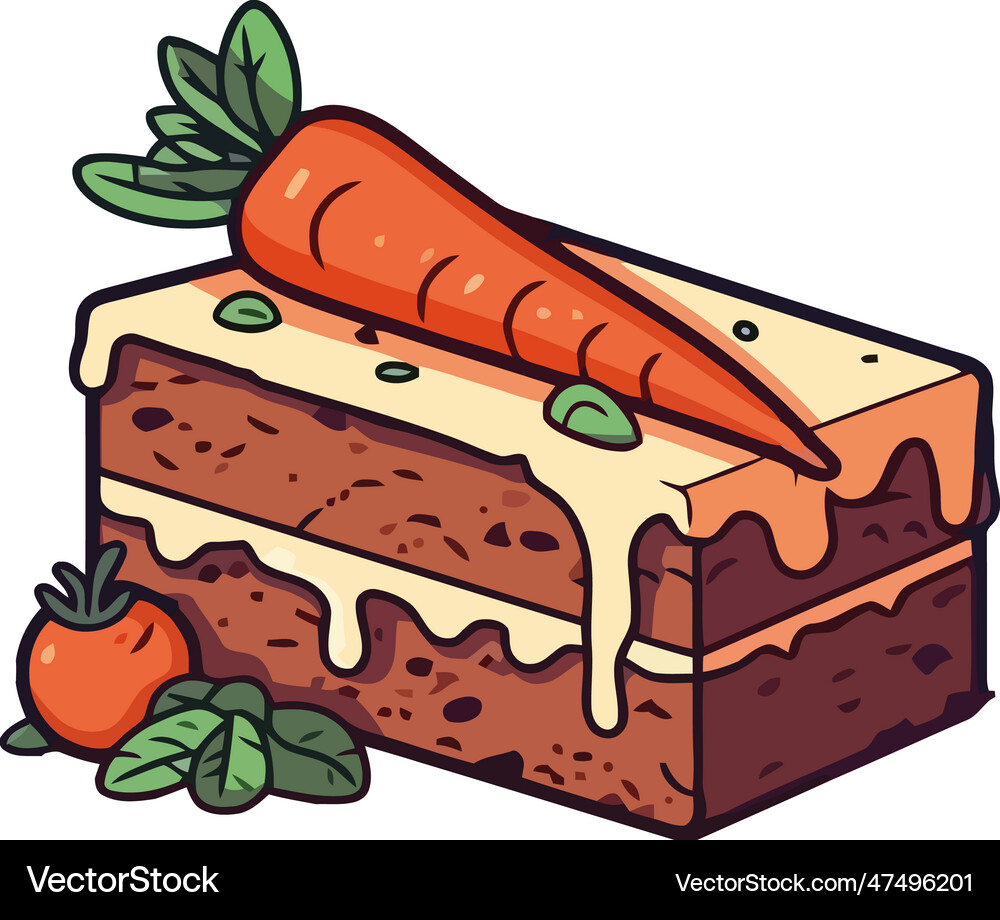 Carrot Cake Drawing Carrot Cake Hand Draw Sketch Vector. Stock