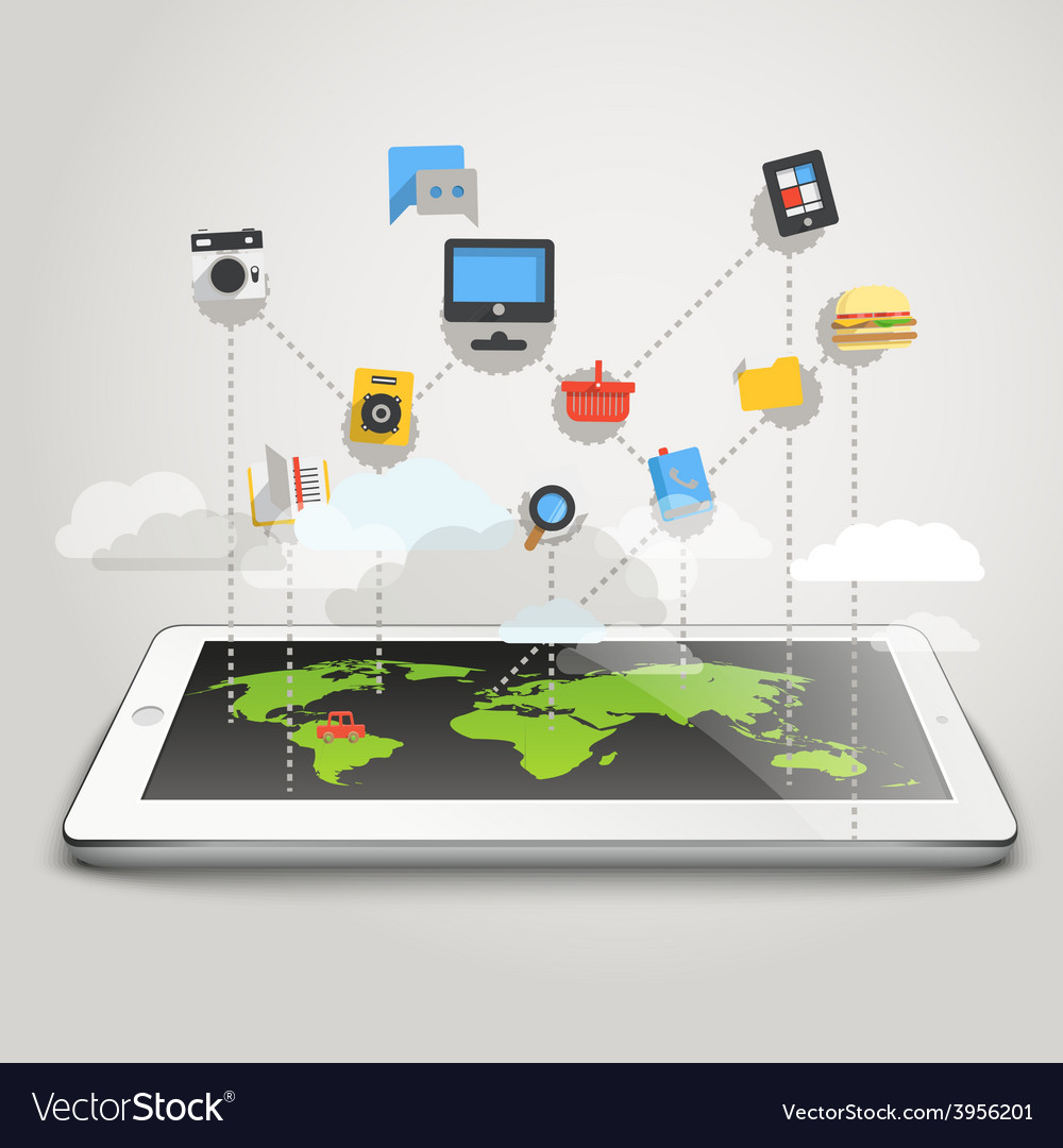 Abstract scheme of modern computer network Vector Image