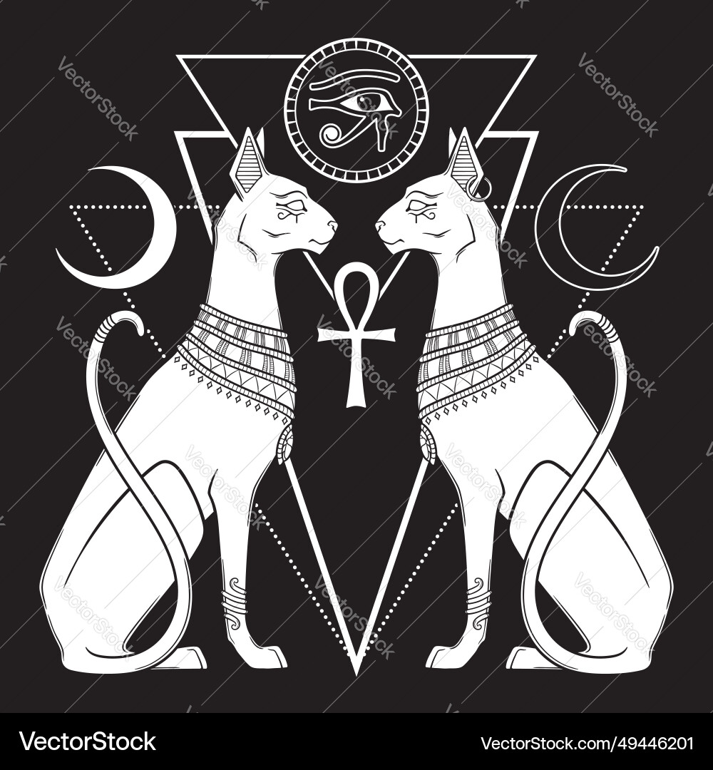 Bastet or bast ancient egyptian goddess sphynx cat