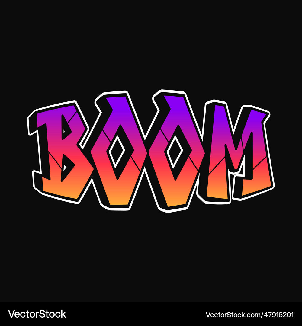 Boom word trippy psychedelic graffiti style Vector Image