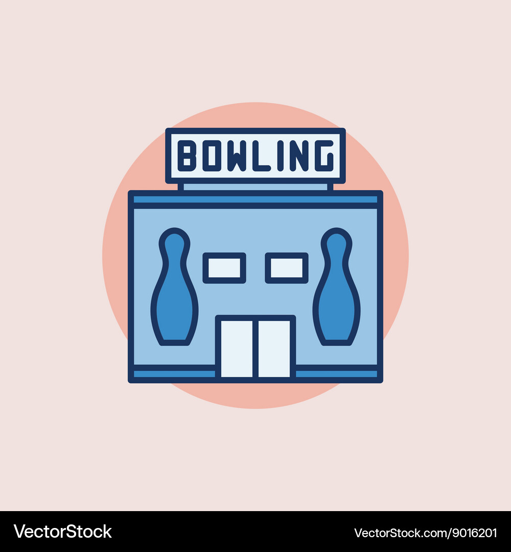 Bowling building flat icon Royalty Free Vector Image