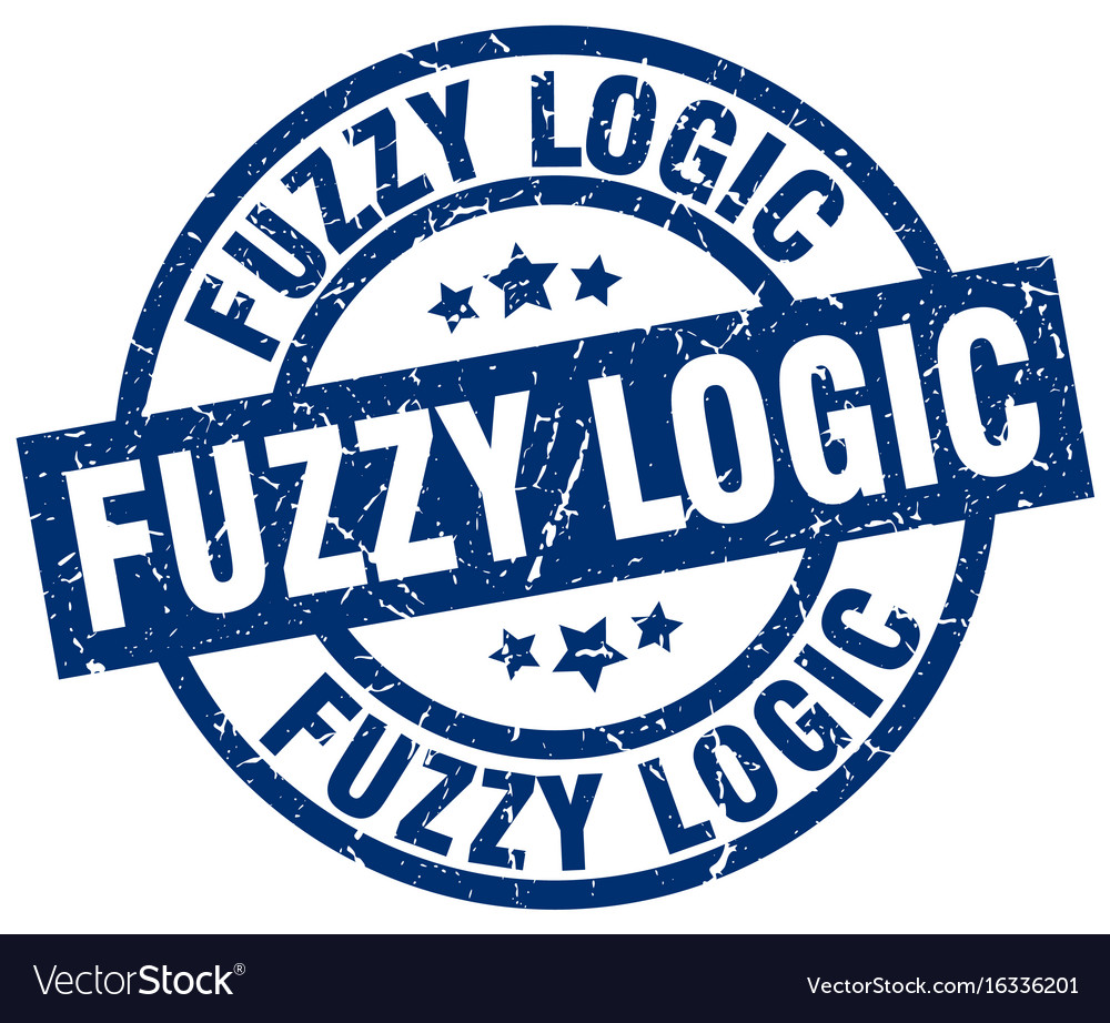 Fuzzy logic blue round grunge stamp Royalty Free Vector